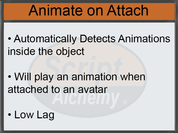 Second Life Marketplace - Script Alchemy - Animate on Attach (Boxed)